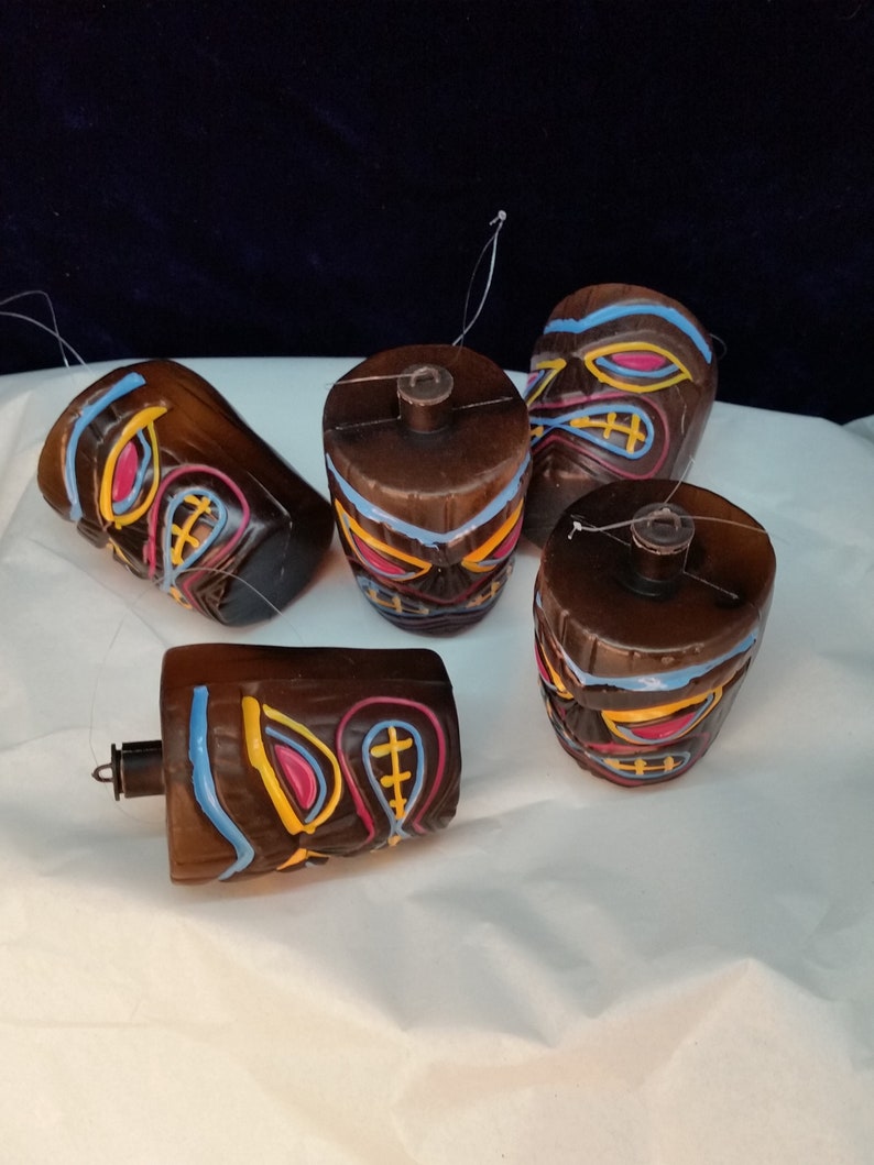 Vintage Tiki Christmas Tree Ornaments 5 Fun Old Tiki Ornaments Tropical ...