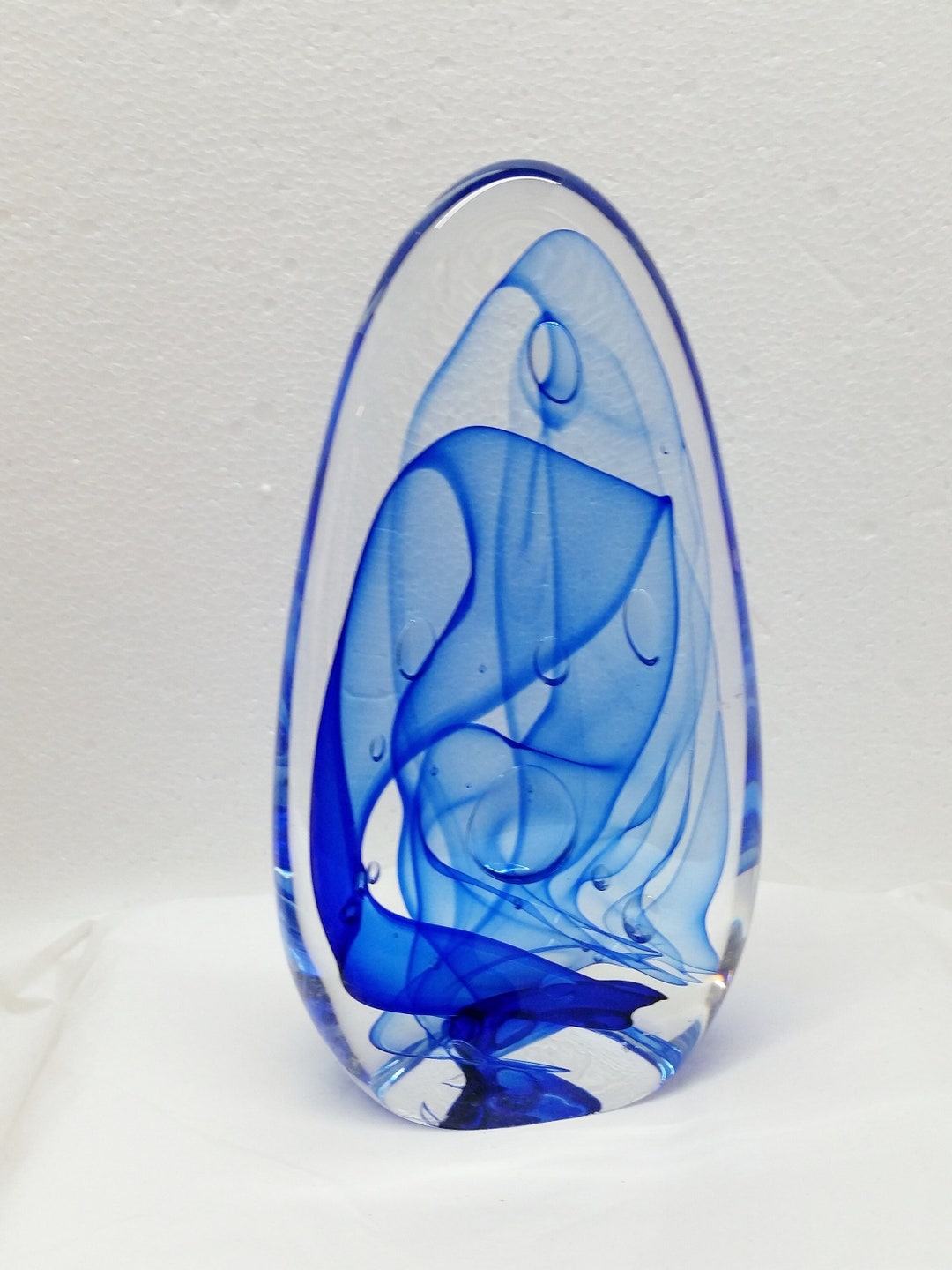 Art Glass John Mcdonald Abstract Blue Water Glass Sculpture Listed Hot ...