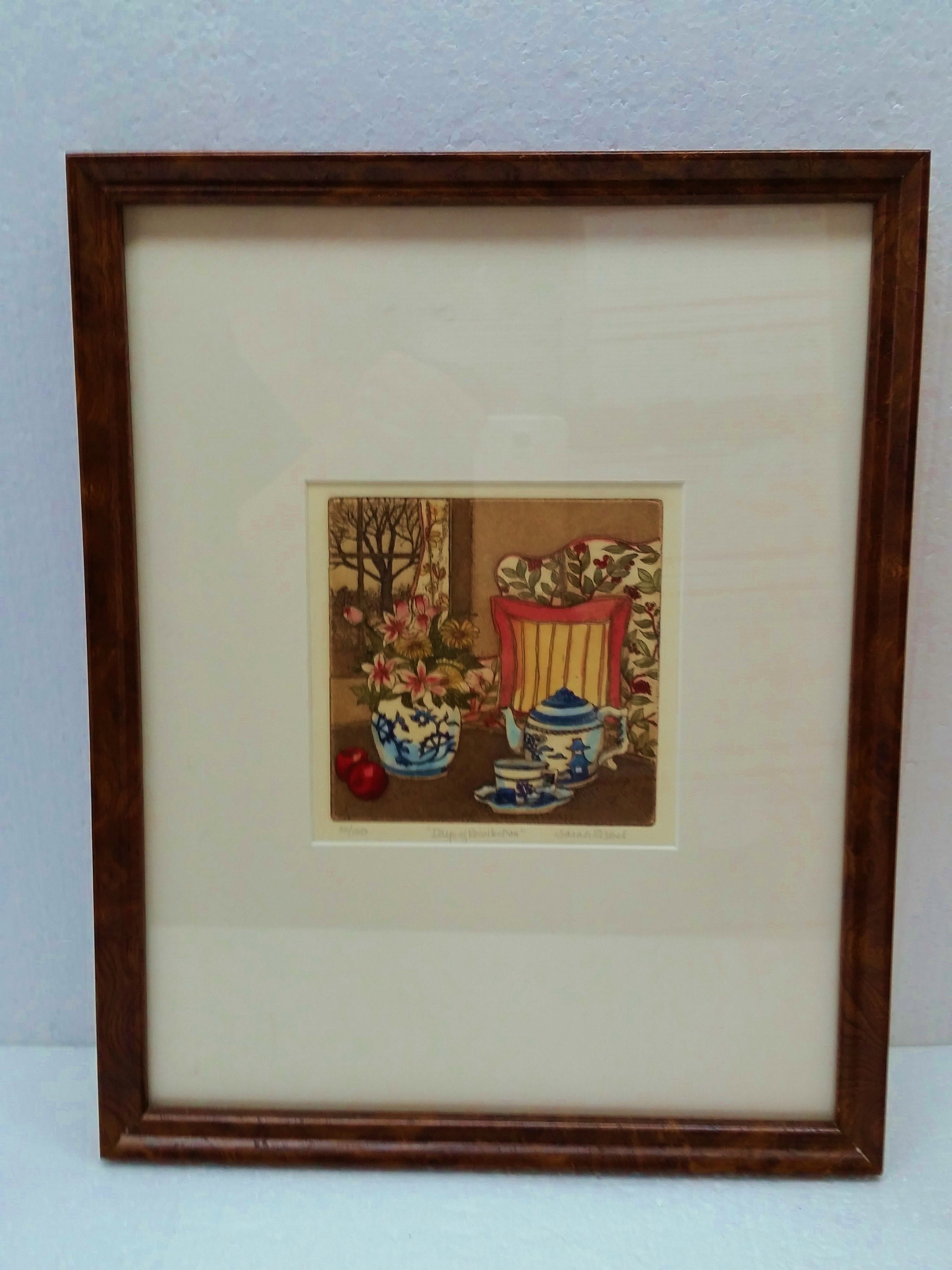Sarah Rishel Hand Colored Intaglio Etching days of Recollection Framed ...