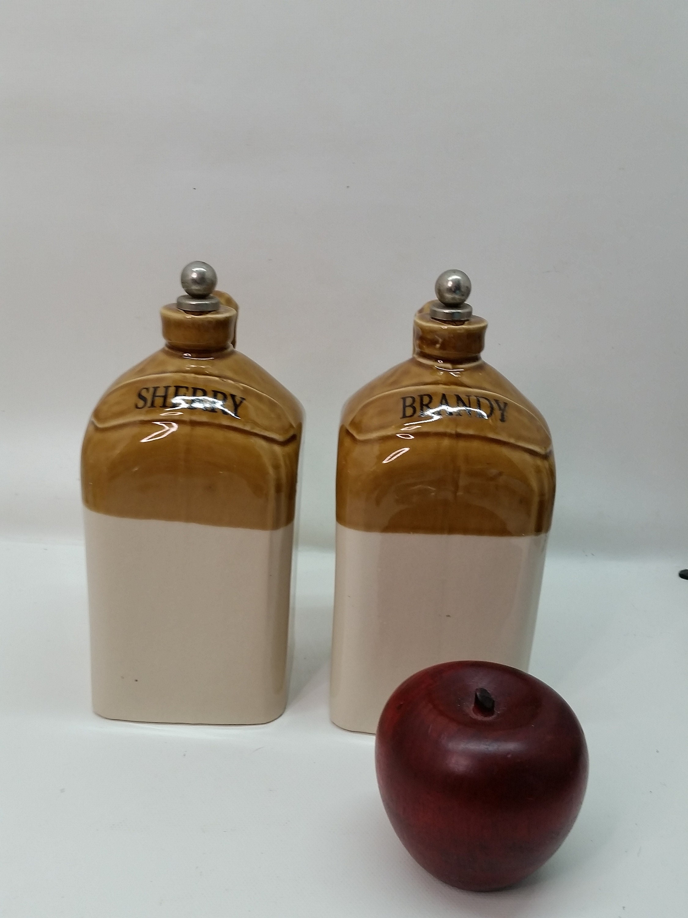 Vintage Stoneware Irish Brandy & Sherry Jugs, Two Stoneware Irish ...