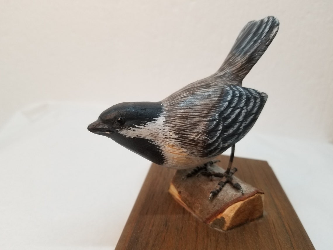 Bird Decoy Wood Carving Life Size Chickadee Exquisite Details ...