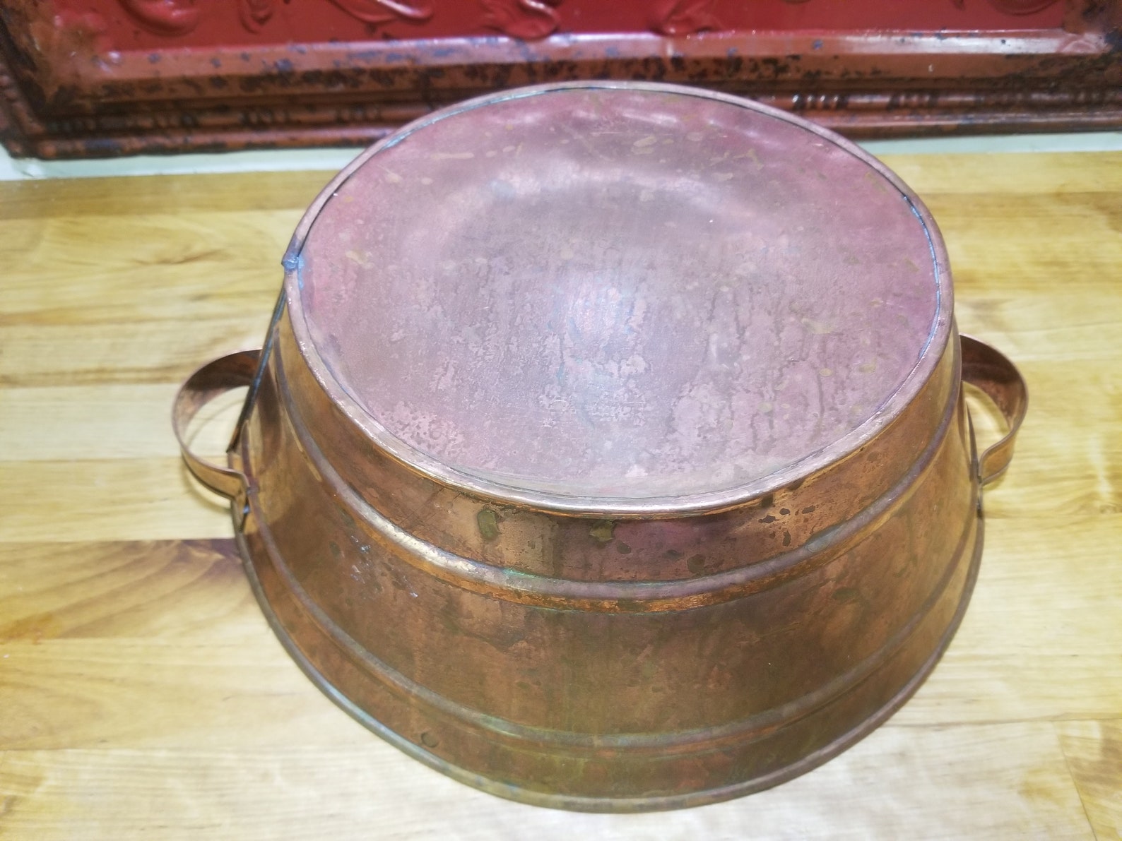 Antique Copper Milk Pan Jam Pot Double Handles Farm Canning Preserves ...