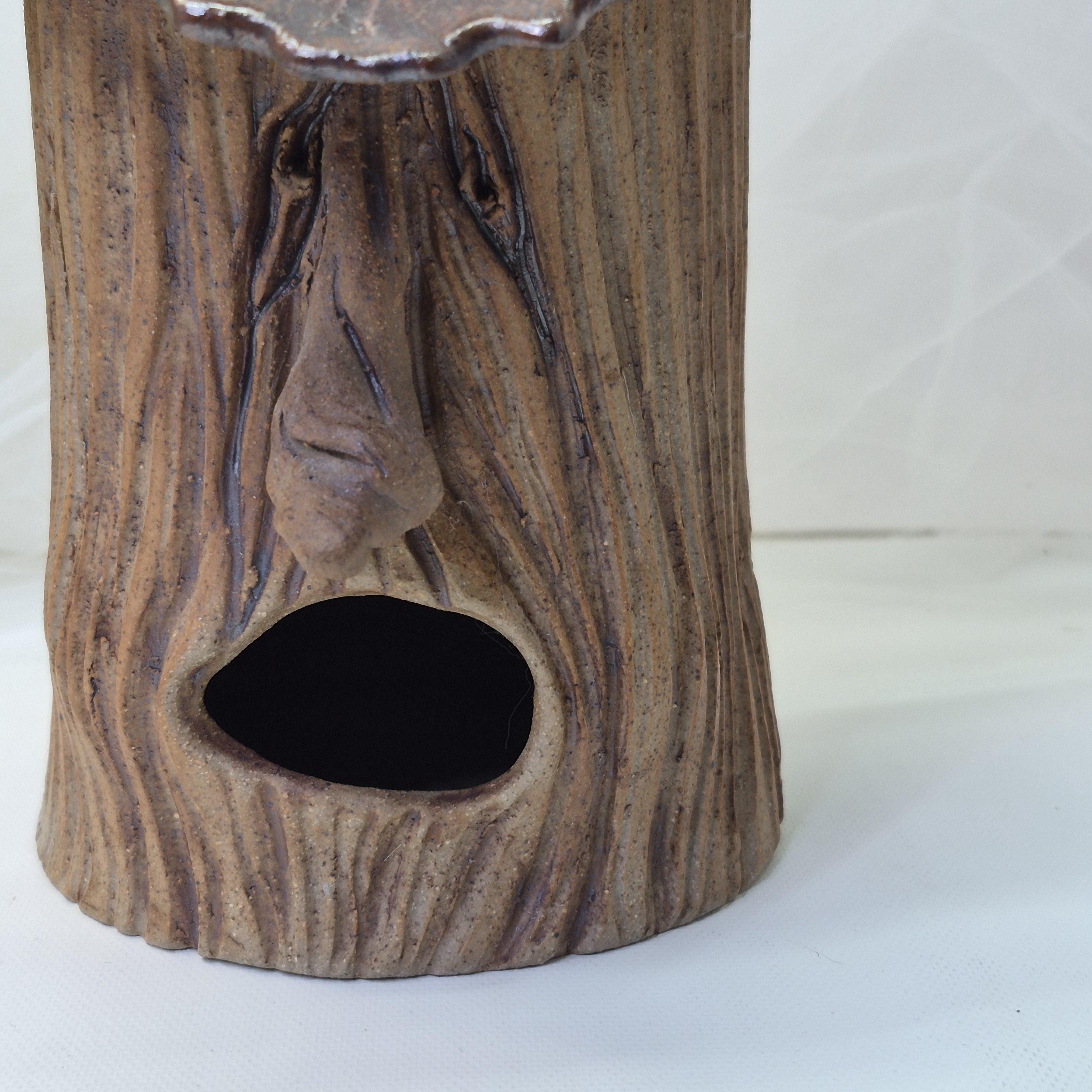 Birdhouse Pottery Hand Thrown Tree Wizard Vintage Garden Decor Signed ...