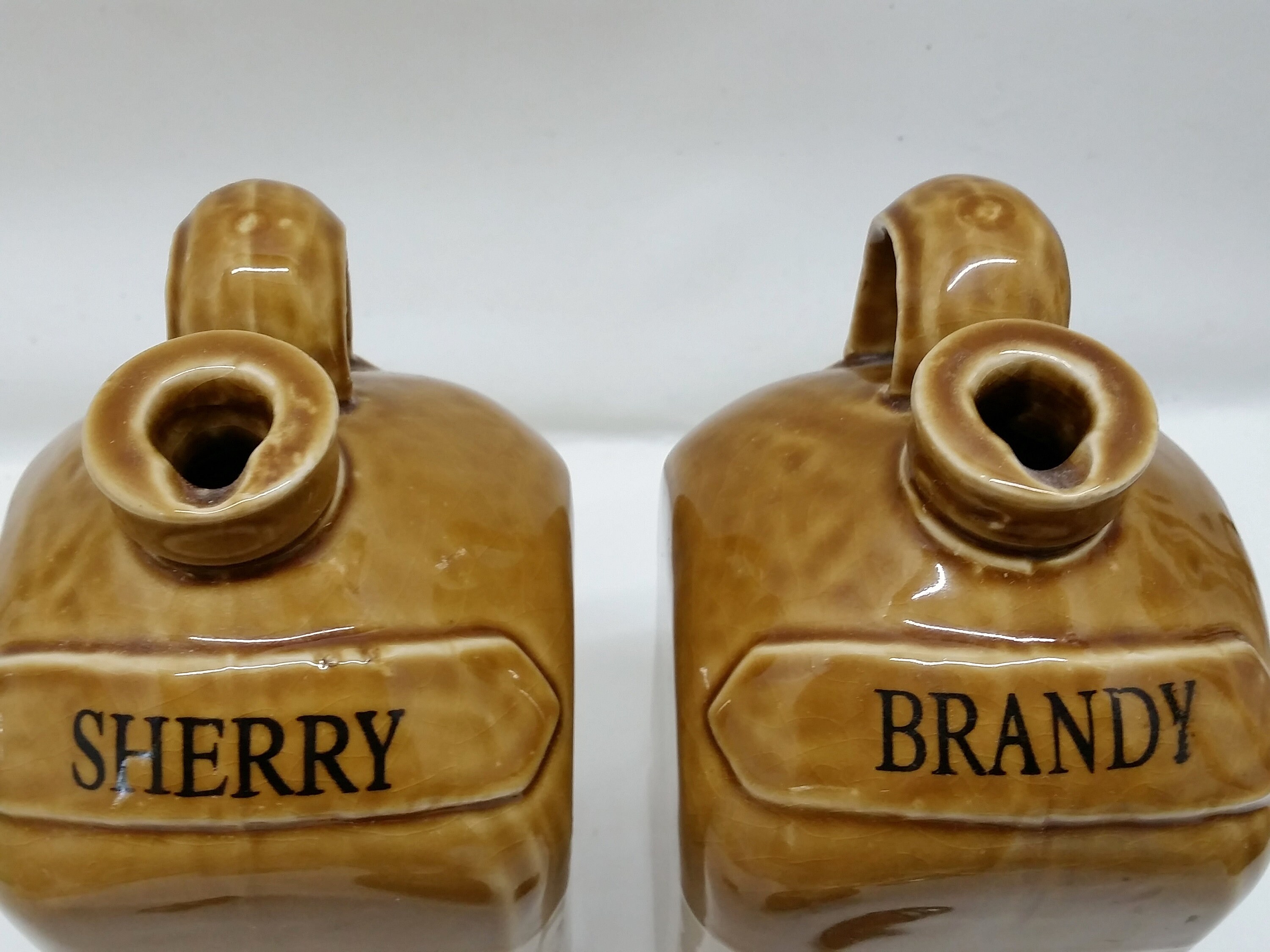 Vintage Stoneware Irish Brandy & Sherry Jugs, Two Stoneware Irish ...