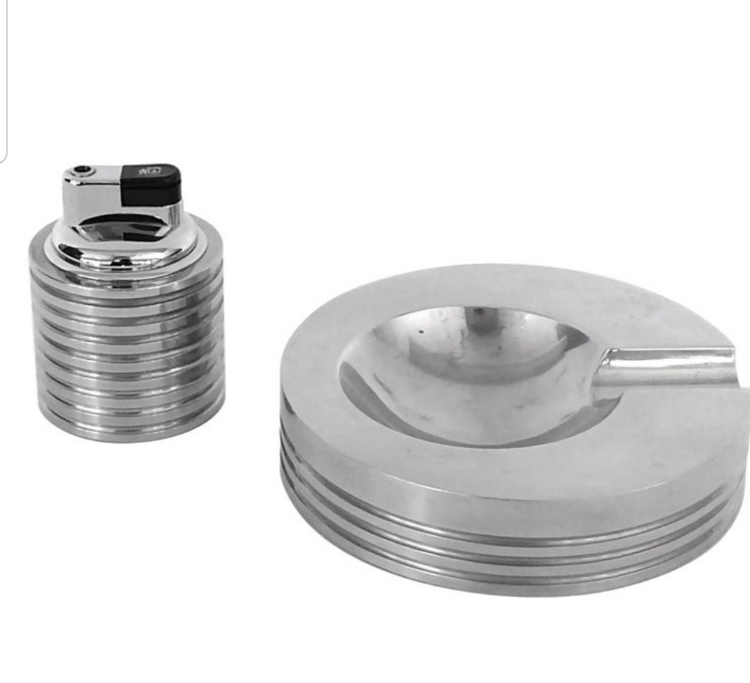 Streamline Moderne Cigar Ashtray Lighter Set Piston Turned Cast ...
