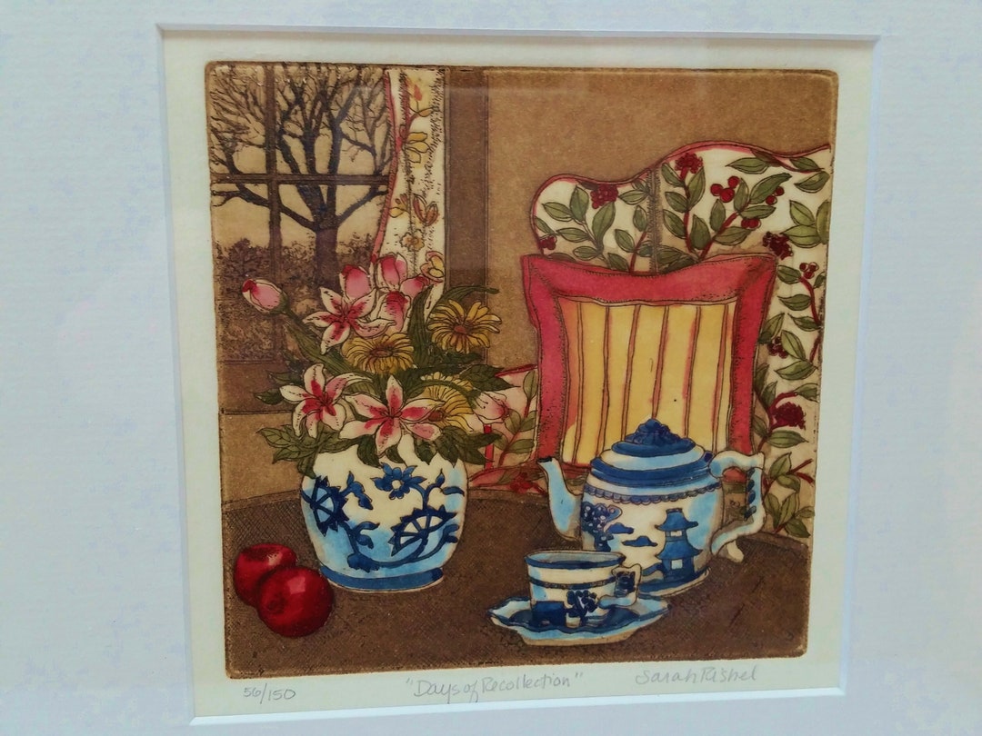 Sarah Rishel Hand Colored Intaglio Etching days of Recollection Framed ...