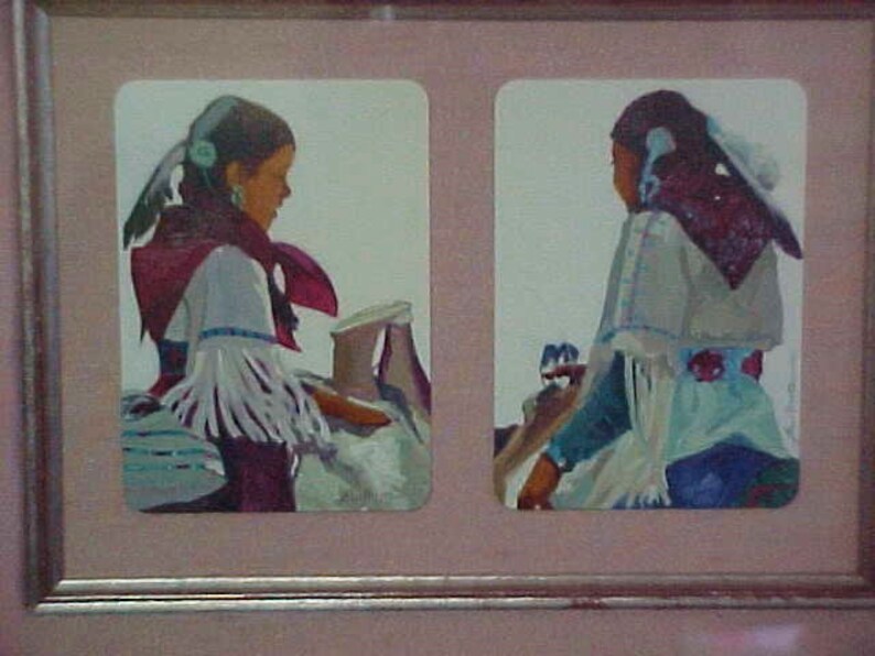 Vintage Native American Art, Sisters by Betty Billups C1980, Vintage ...