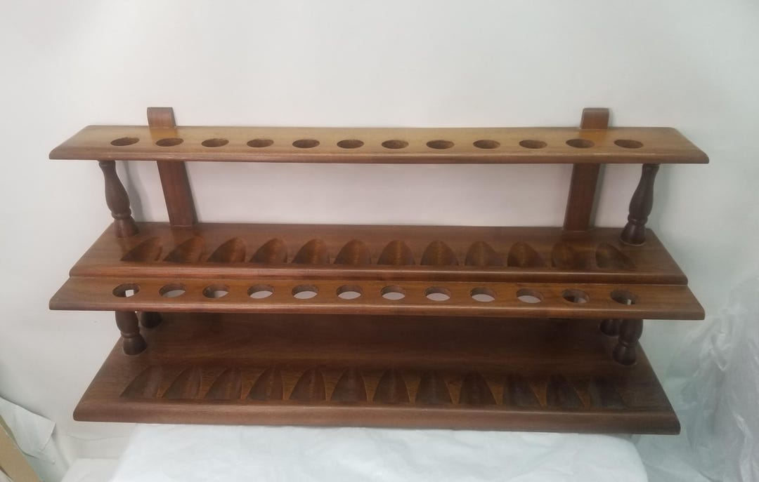Vintage Solid Walnut 24 Pipe Rack Stand Display Decatur Co Tobacciana ...