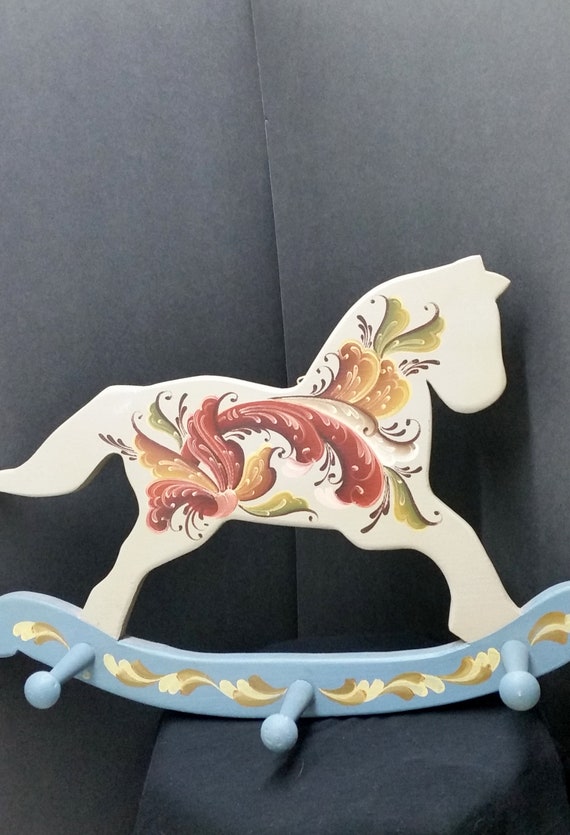 Norwegian Rosemaling Horse Peg Rack Vintage Rosemaling Skiri - Etsy
