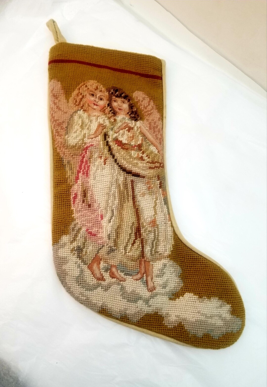 Needlepoint Christmas Stocking Victorian Christmas Angels Splendid Fine ...