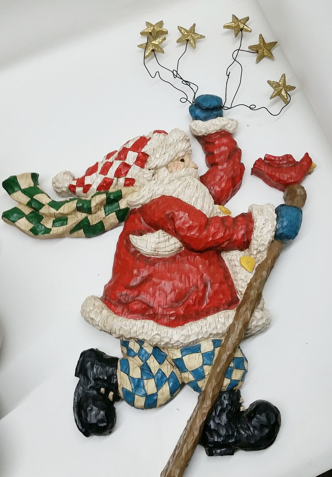 Vintage Santa Figure 2 Ft, Primitive Folk Art Santa With Shooting Stars ...