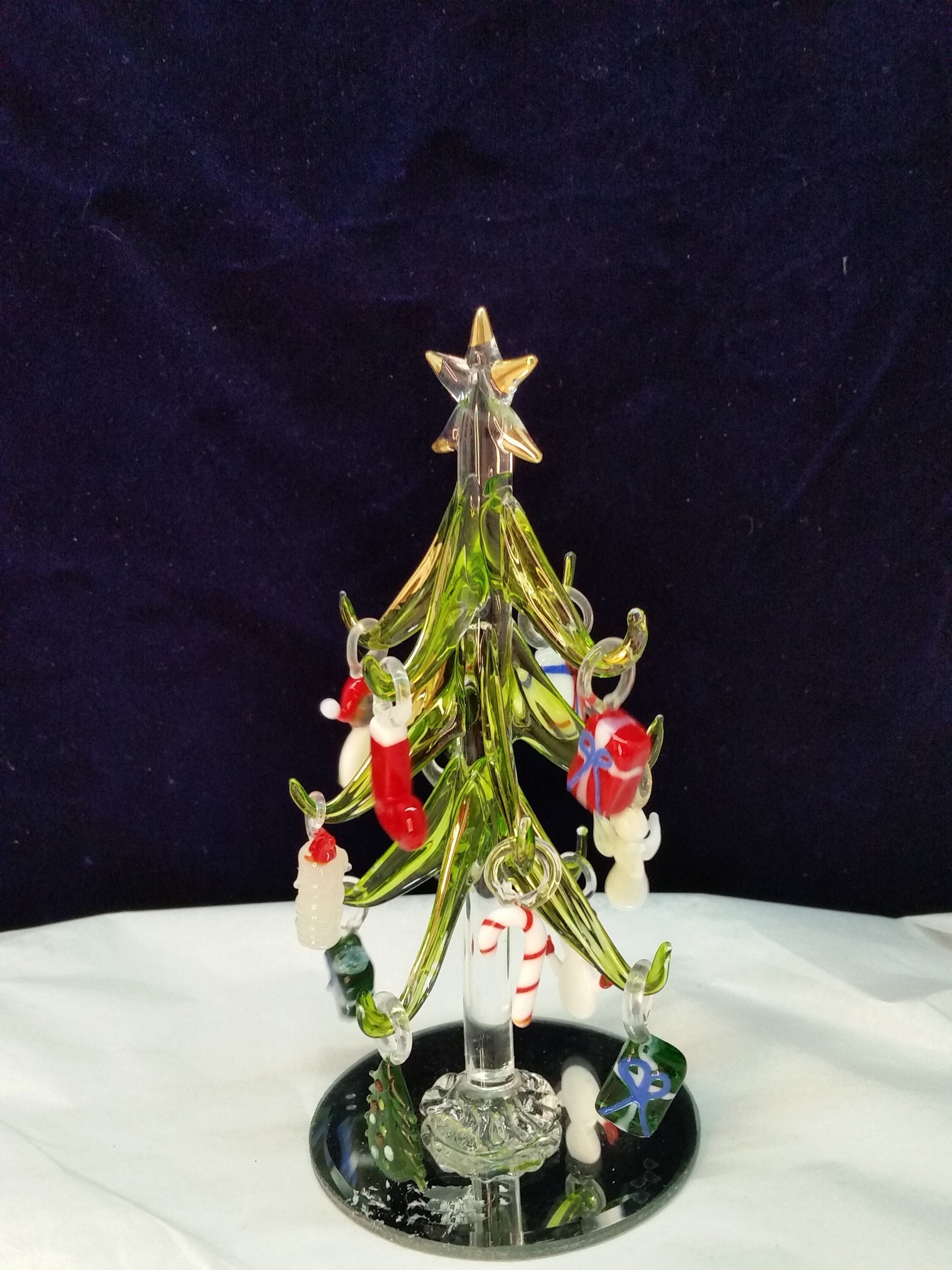 Art Glass Tree With Glass Ornaments Vintage Art Glass Lampwork ...
