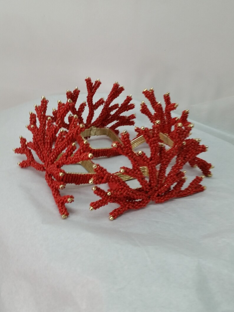 Red Coral Beaded Napkin Rings, Elegant Red Coral Hand Beaded, Original ...