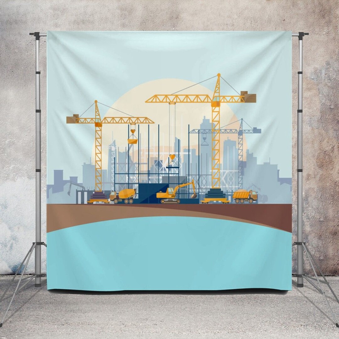 Construction Backdrops Modern Buildings and Trucks Backdrop - Etsy