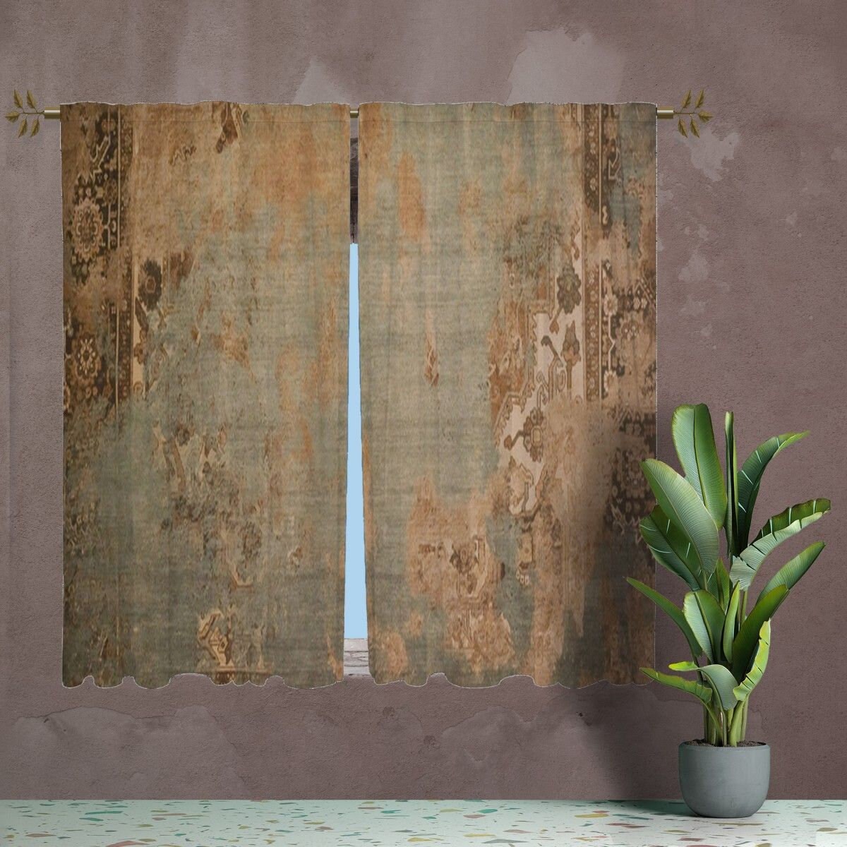 Turkish Patchwork Window Curtains Vintage Motif Drapes - Etsy