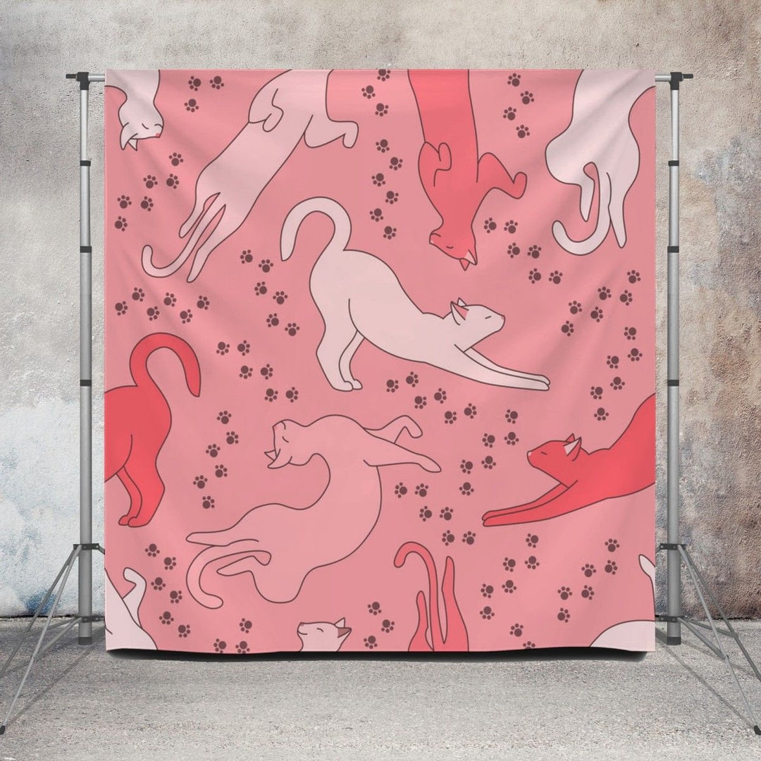 Cat Backdrops Kawaii Cat Backdrop Banner Coral Pink - Etsy