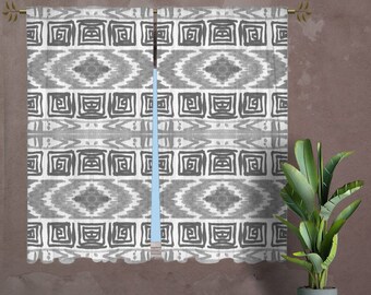 Greek Print White Curtains - Etsy