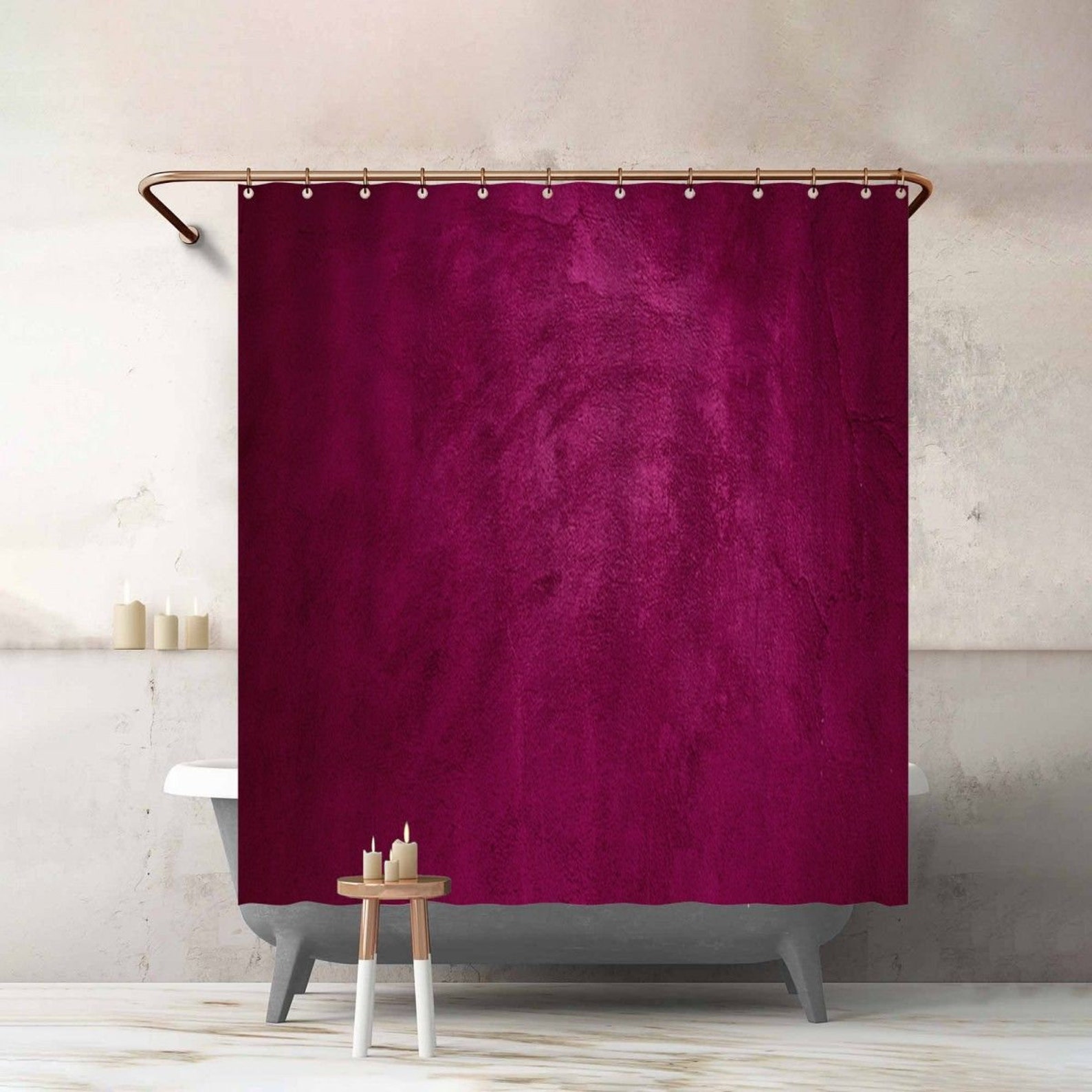 Viva Magenta Shower Curtain Plain Solid Color Shower Curtain Deep Pink ...