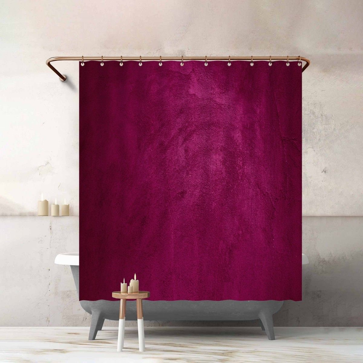 Viva Magenta Shower Curtain Plain Solid Color Shower Curtain Deep Pink ...