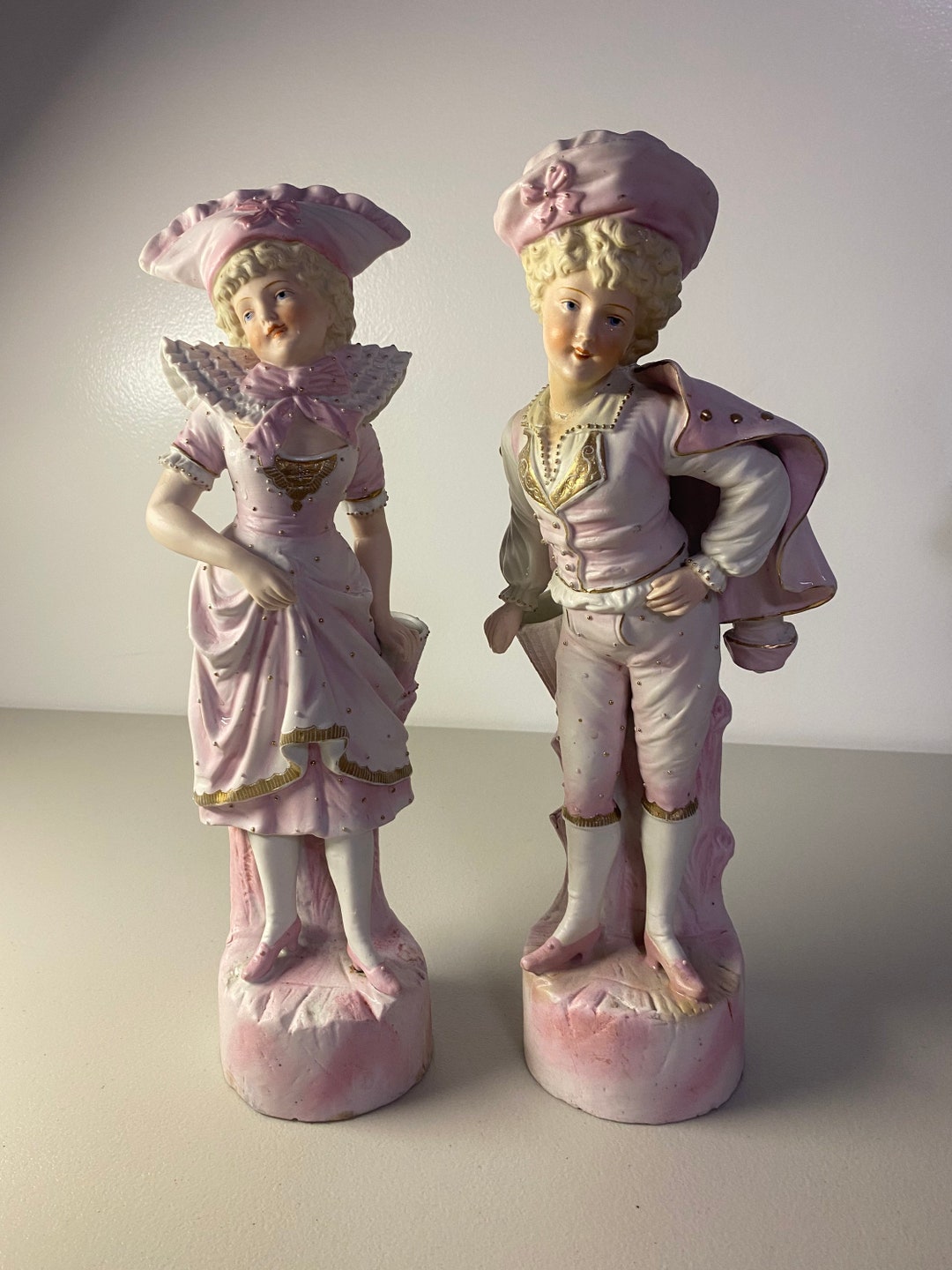 Pair of Pink Authentic German Bisque Statues - Etsy