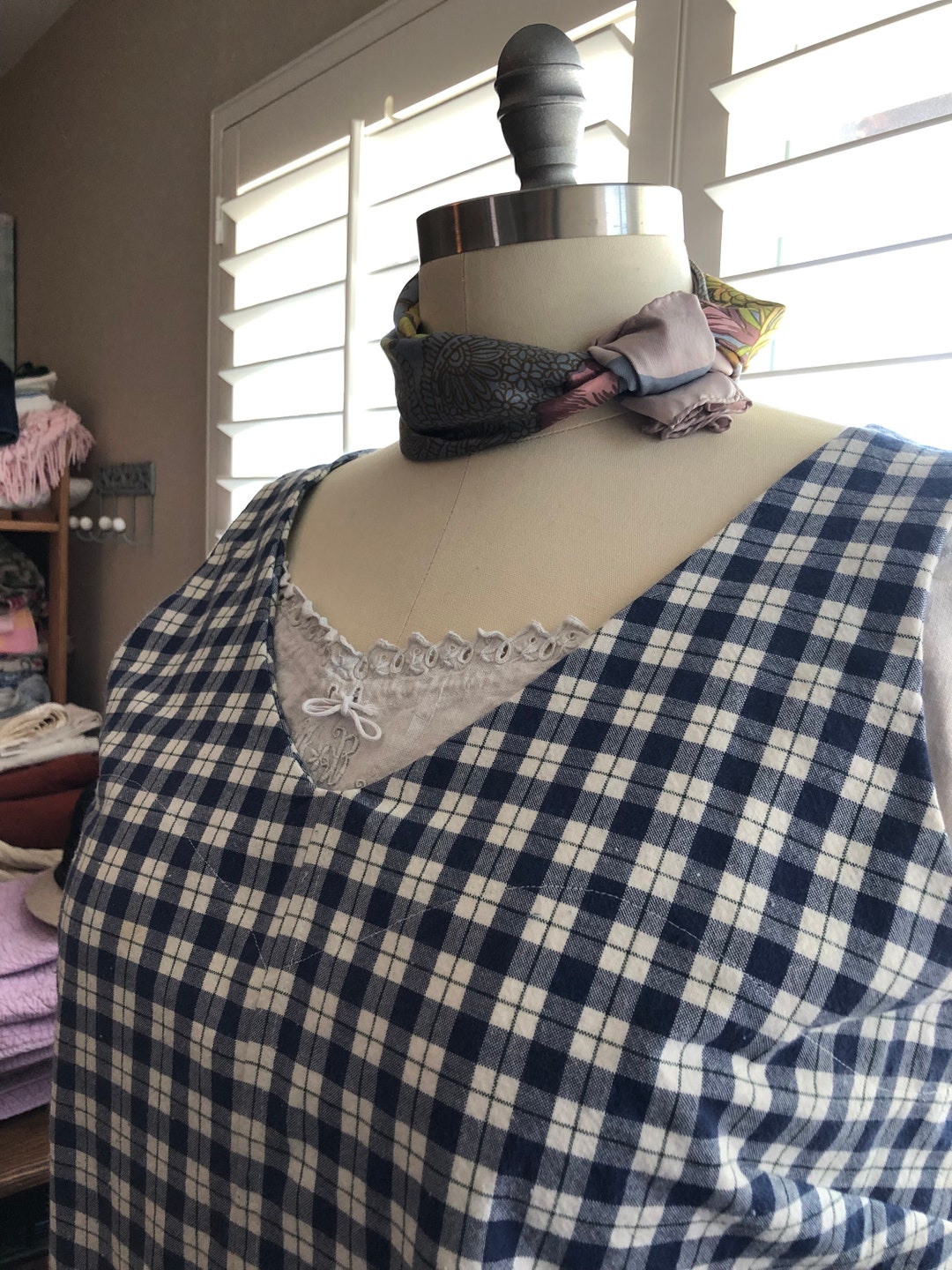 Cottagecore Plus Size Dress Handmade Slowmade Tablecloth Gingham ...