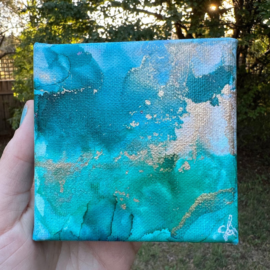 Mini Abstract Alcohol Ink Painting on Canvas - Etsy