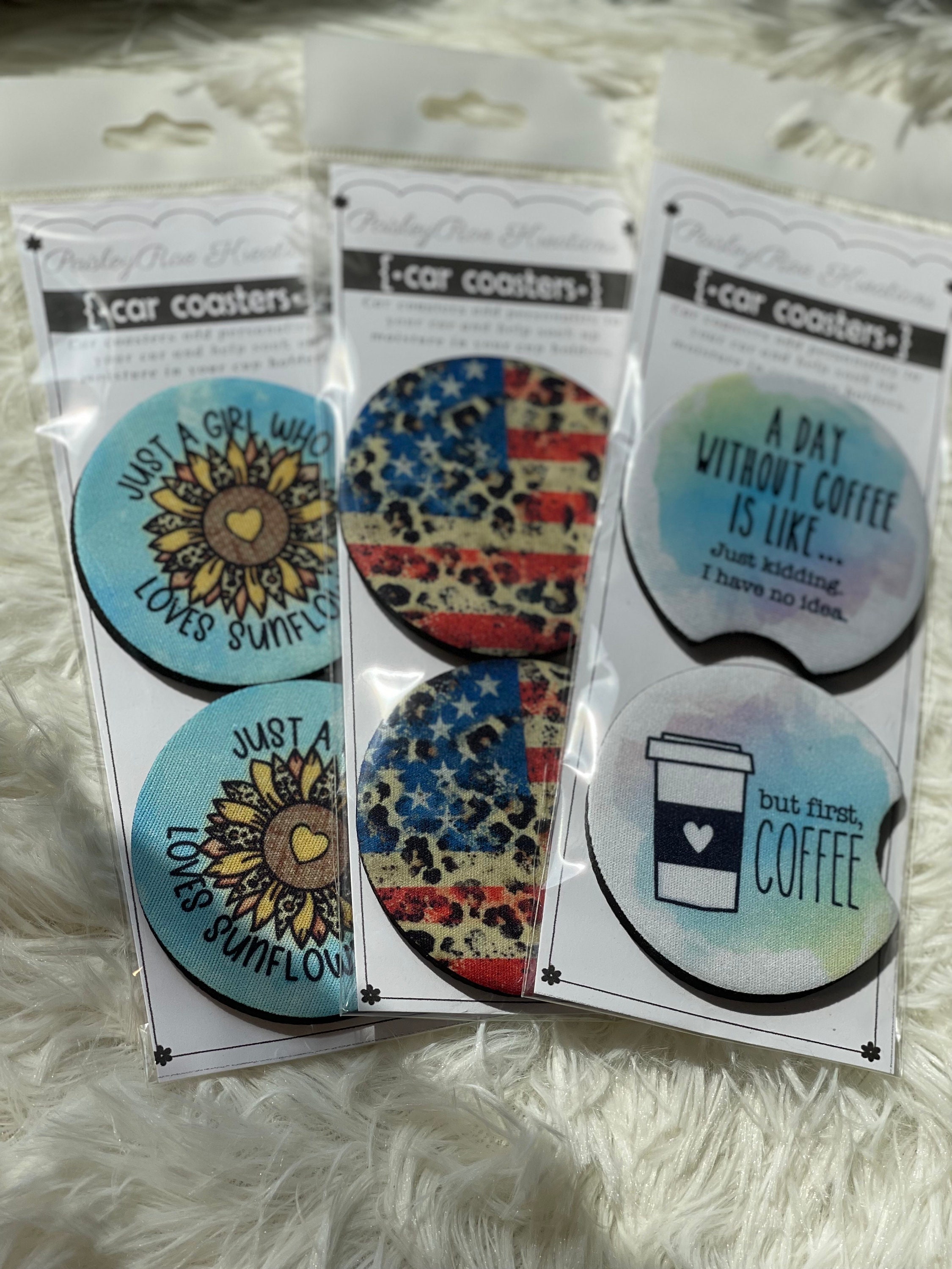 Thin Blue Line Car Coaster, Car Accessories, Reusable Car Coasters ...