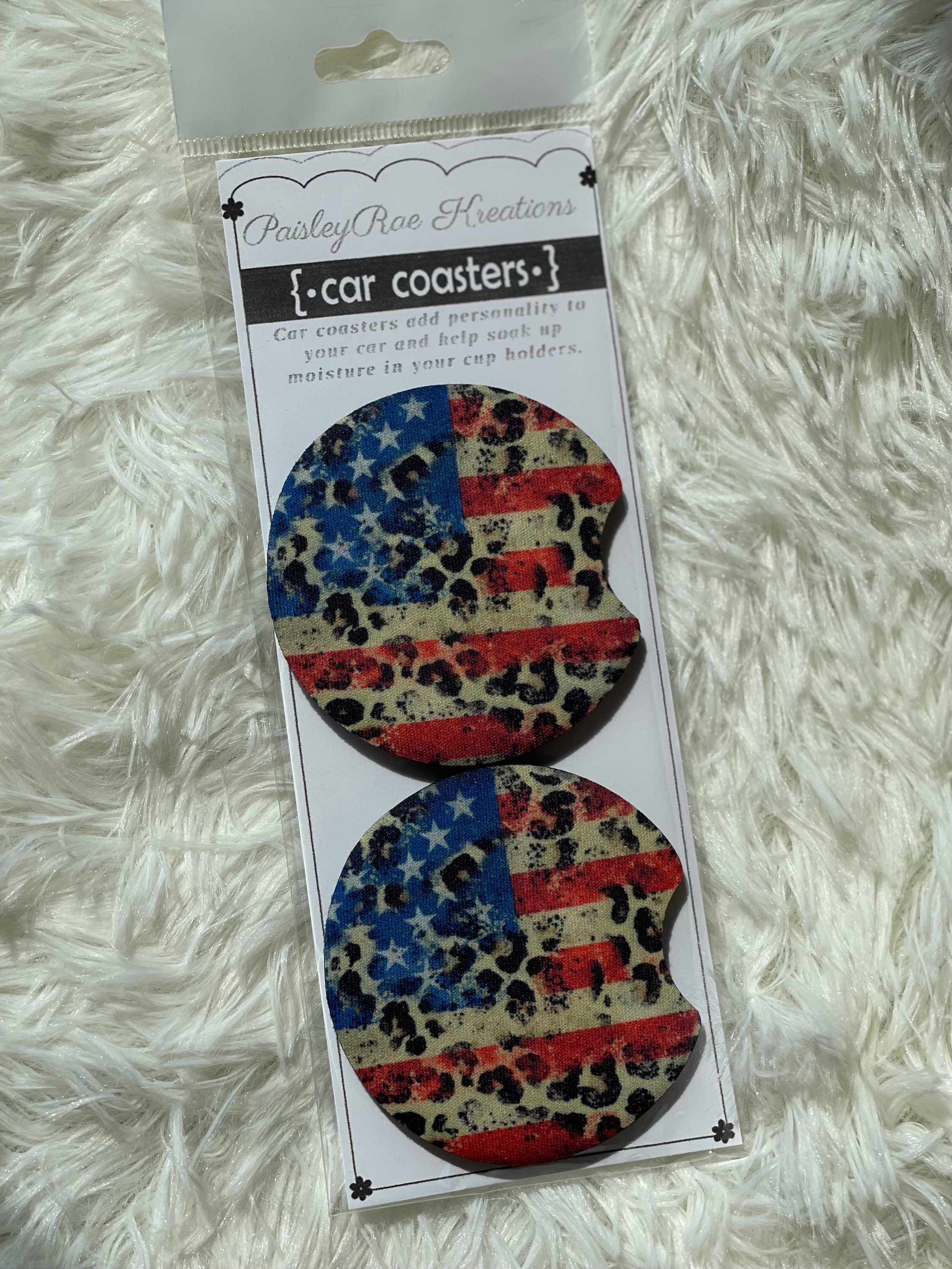 Thin Blue Line Car Coaster, Car Accessories, Reusable Car Coasters ...