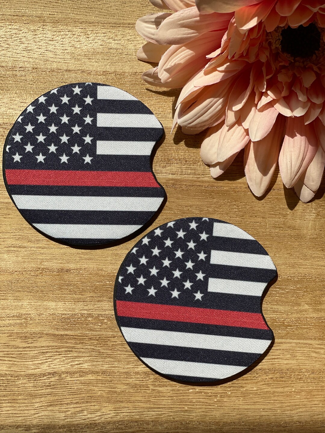 Thin Red Line Car Coaster, Car Accessories, Reusable Car Coasters ...