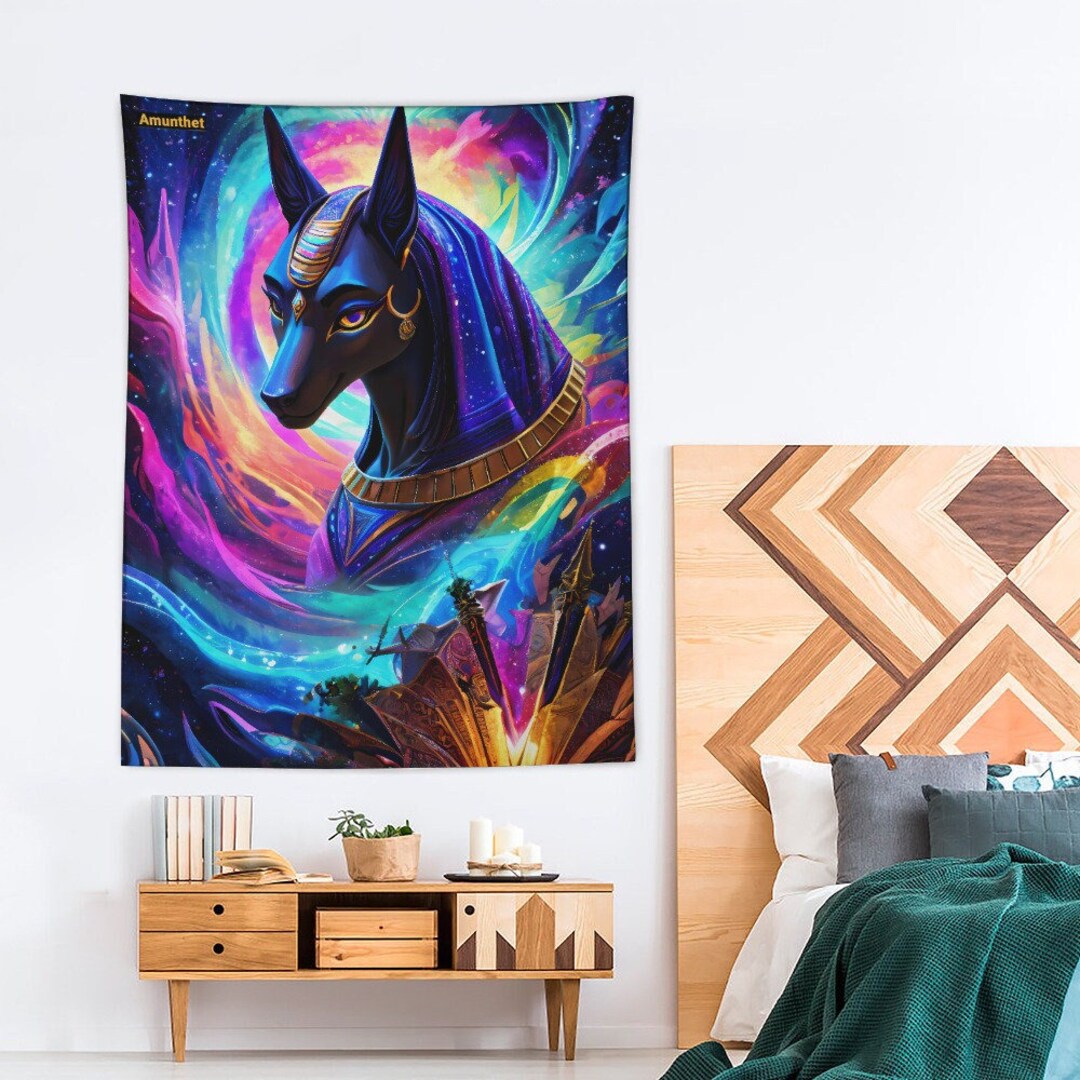 Big UHD Wall Towel 200 X 150 Cm Furry Anubis Egypt Psy Psycedelic ...