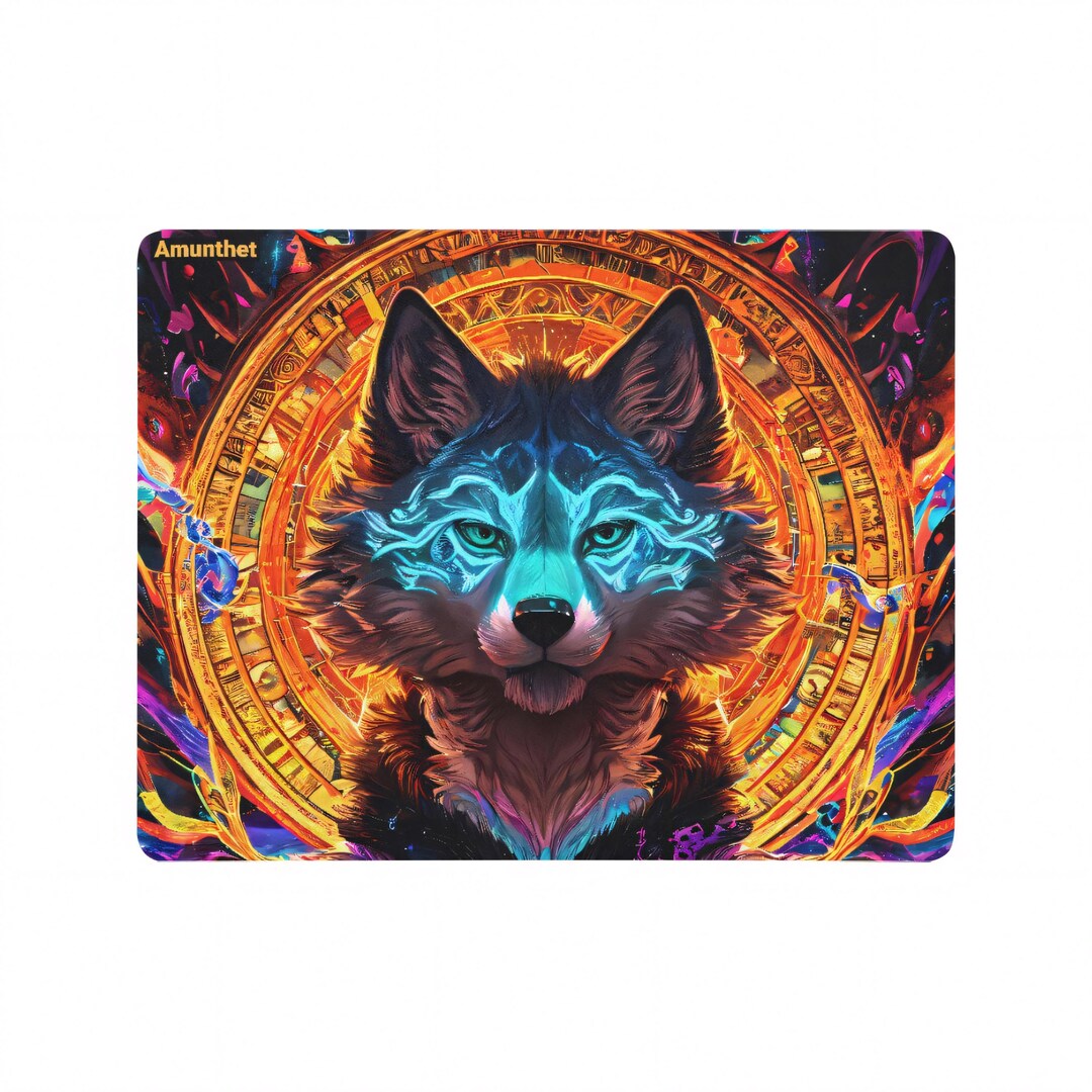 Customizable Gaming Mousepad PC Furry Wolf Canine Psychedelic Goa ...