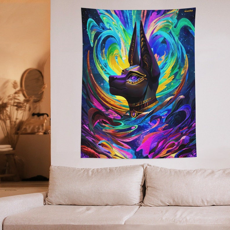 Big UHD Wall Towel 200 X 150 Cm Anubis Furry Psycedelic Goa Fursona ...