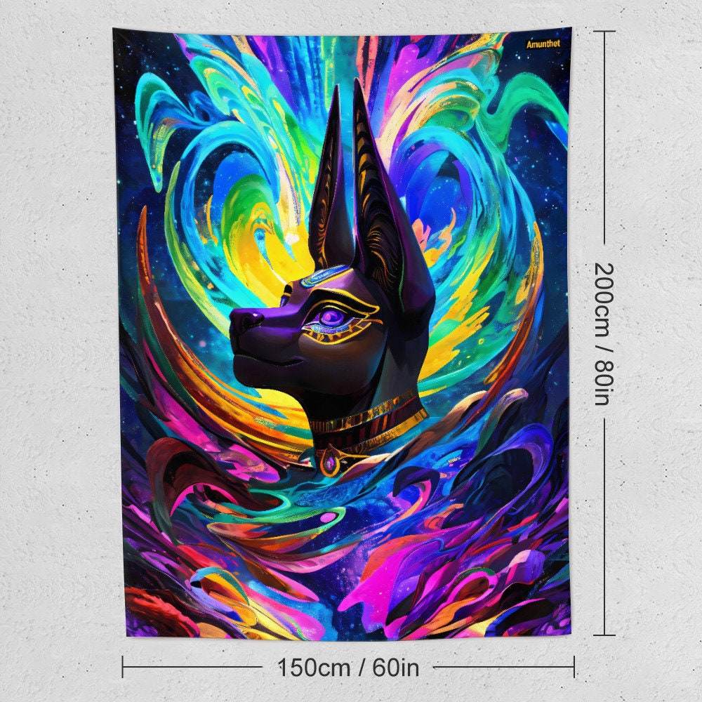 Big UHD Wall Towel 200 X 150 Cm Anubis Furry Psycedelic Goa Fursona ...