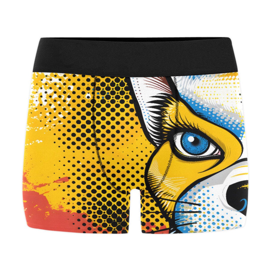 Men's Unisex Underwear Boxer Shorts Furry Pop Art Fursona Wolf Sport ...