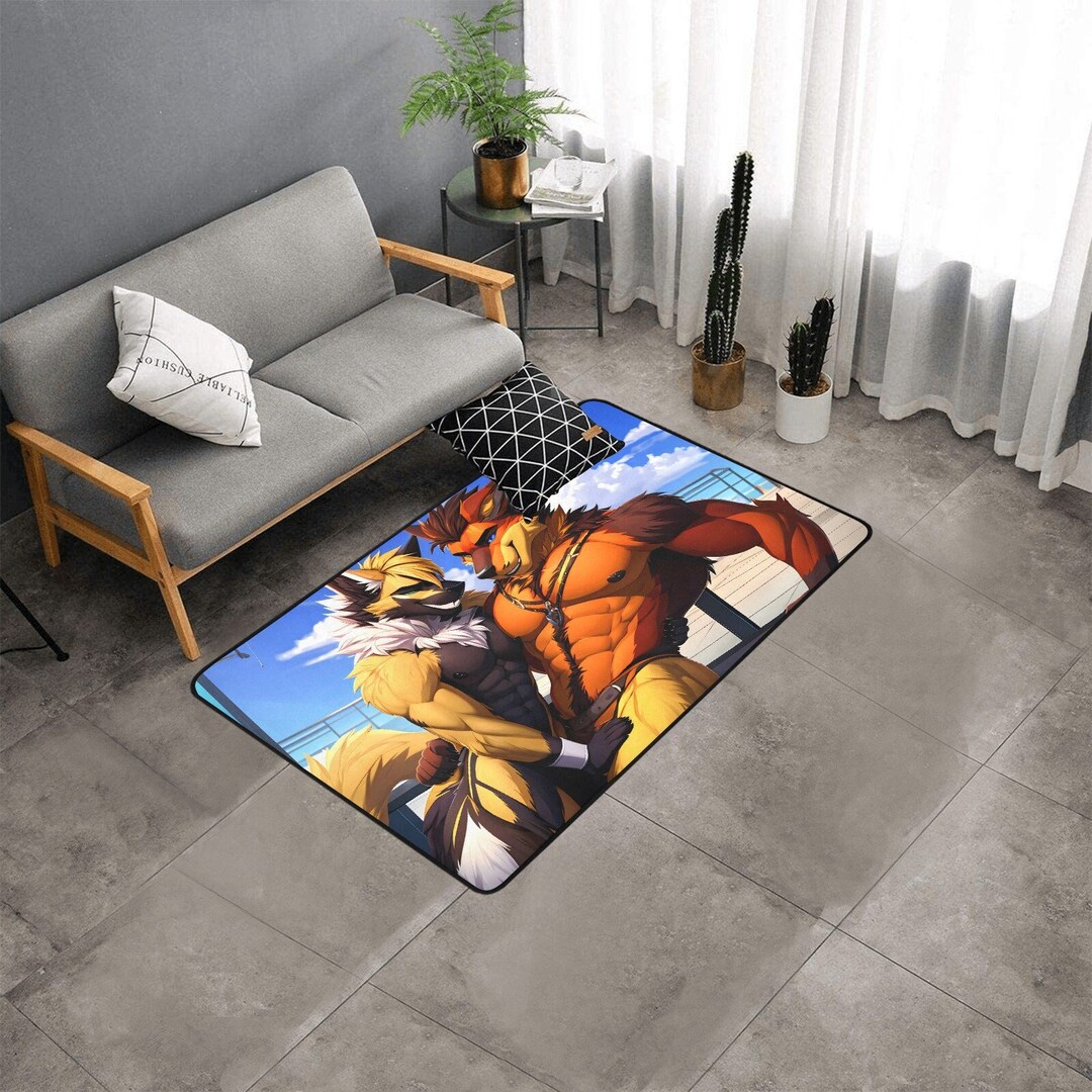 Area Rug With Black Binding Carpet Flooring Runner Furry Yiff Gay - Etsy