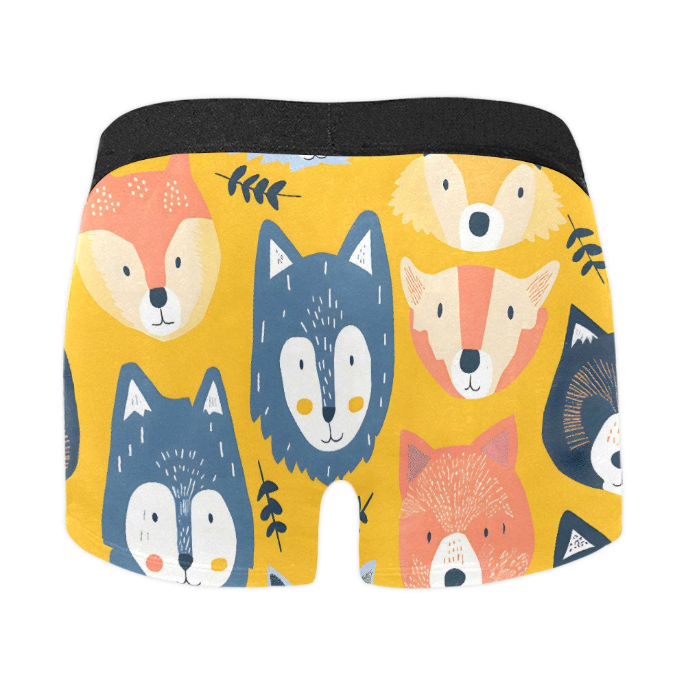 Men Underwear Boxer Short Furry Cartoon Wolf Dog Sport All Over Print ...