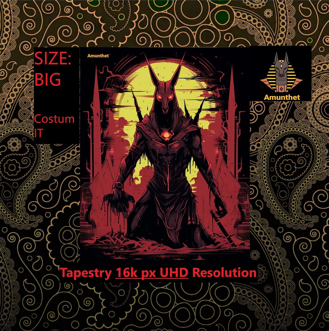 UHD Wall Tapestry Gothic Furry Dark Art Satan Anubis Wall Hanging ...