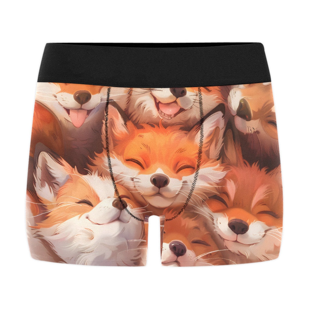 Men's Underwear Boxer Shorts Furry Fox Cute Feral Fursona Orange White ...