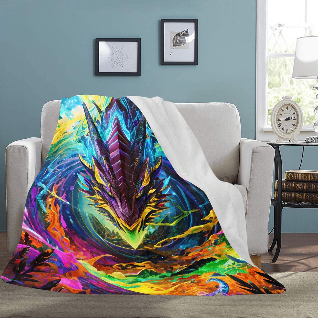 Ultra-soft Microfleece Blanket Bedspread Beach Blanket Dragon Psy ...
