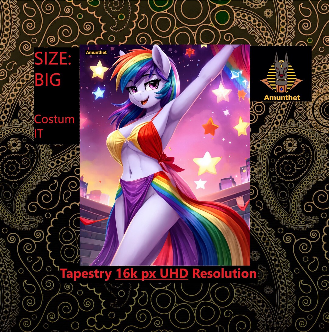 UHD Wall Towel Furry Pony My Little Dash Rainbow Yiff MLP Wall Hanging Tapestry Wall Carpet ...