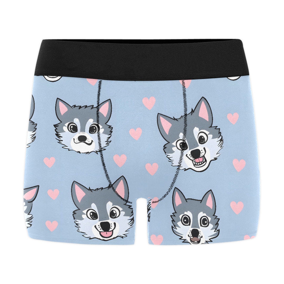Men's Underwear Boxer Shorts Furry Crazy Wolf Fursona Blue Heart Canine ...