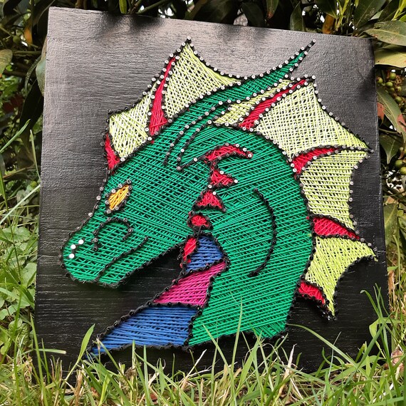Stringart Thread Image Green Dragon Wall Decoration Furry 3D - Etsy