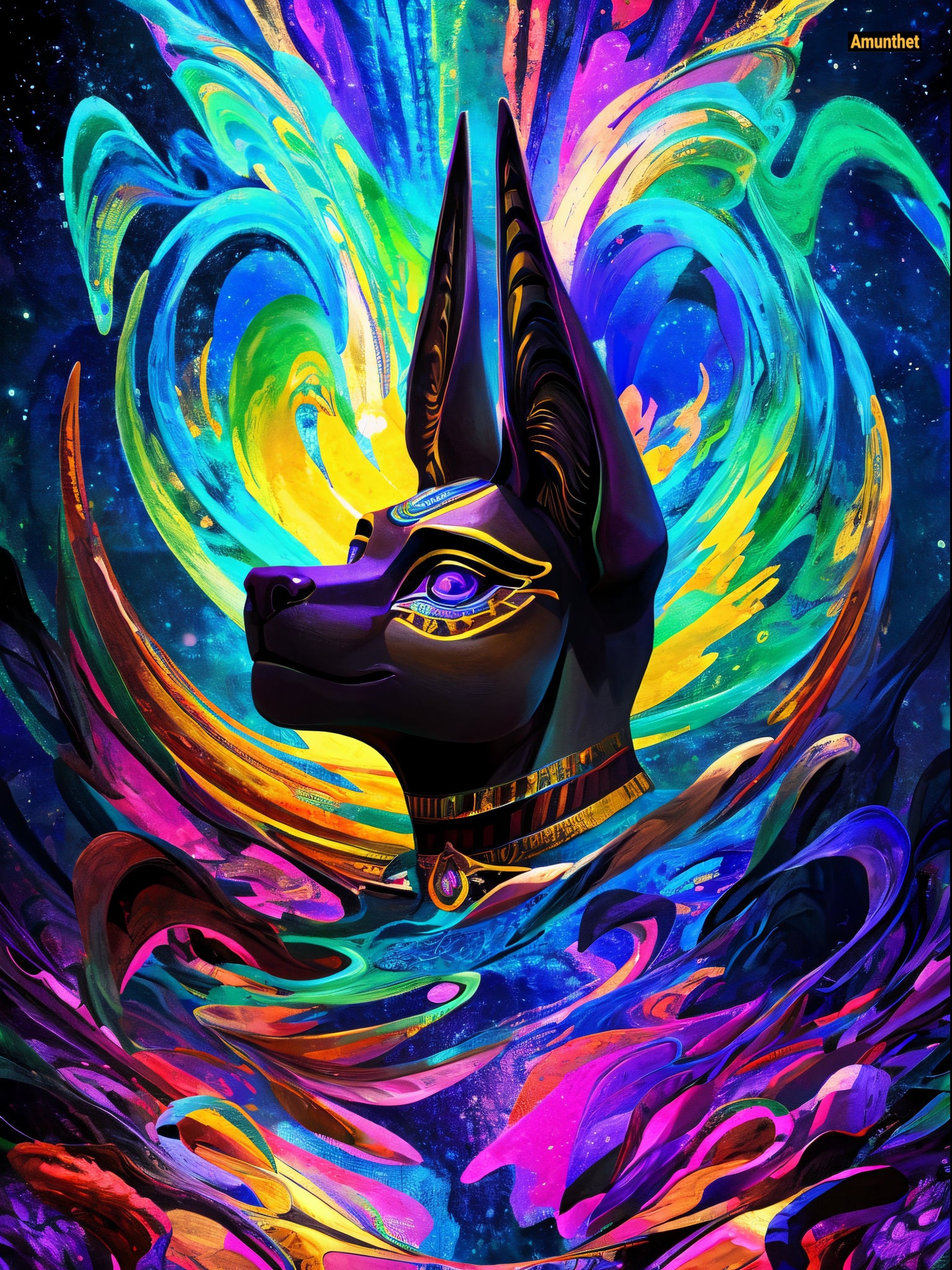 Big UHD Wall Towel 200 X 150 Cm Anubis Furry Psycedelic Goa Fursona ...