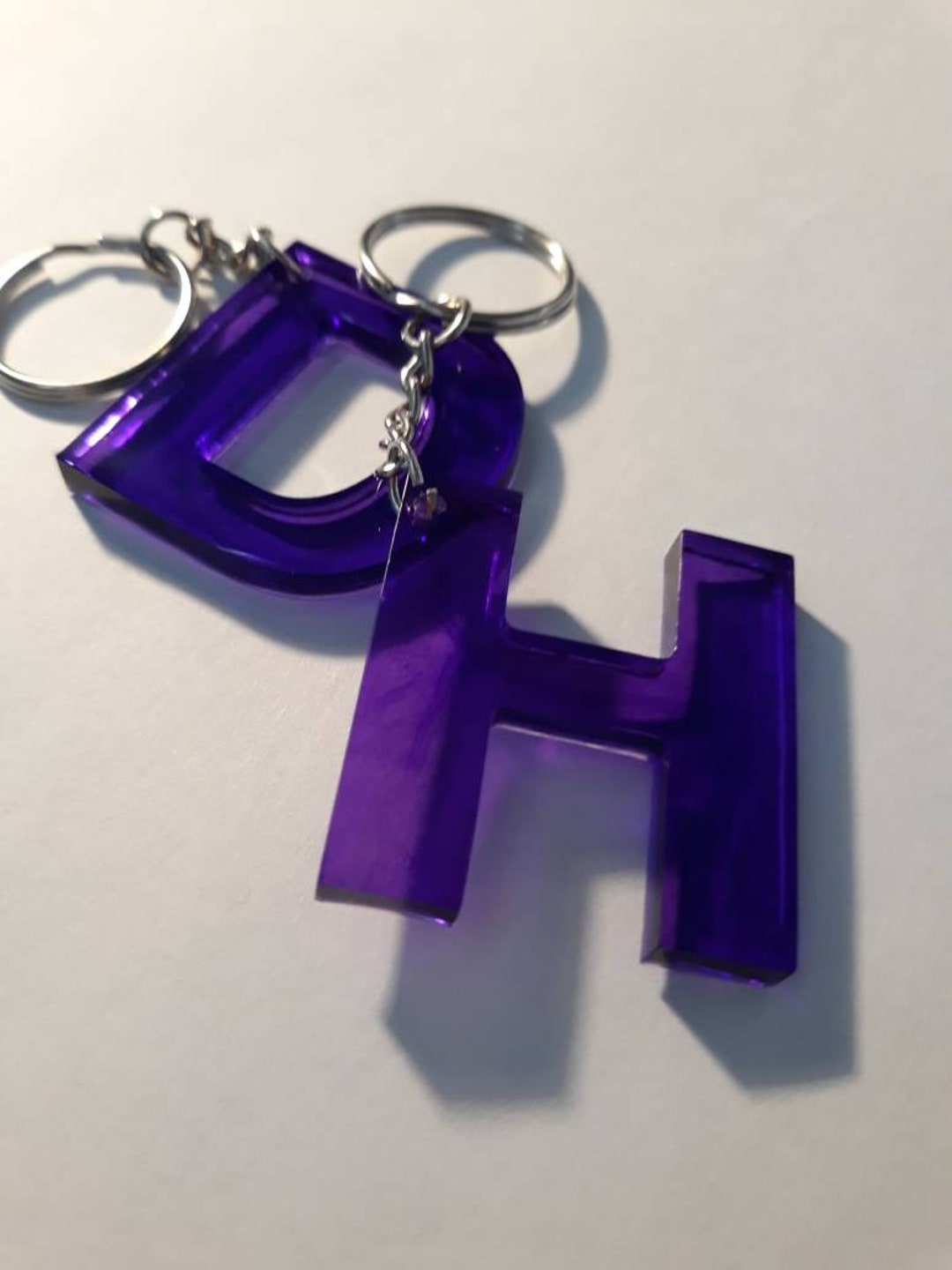 Purple, Clear, Initial Keychain, Alphabet, Abcs, Resin Letter Keychain ...