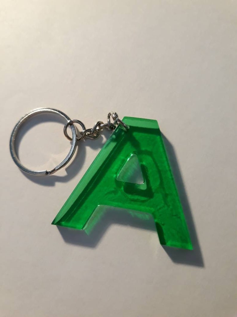 Green, Clear, Initial Keychain, Alphabet, Abcs, Resin Letter Keychain ...