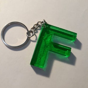 Green, Clear, Initial Keychain, Alphabet, Abcs, Resin Letter Keychain ...