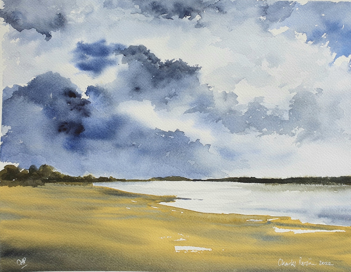 Original Watercolour 15x11 Inches. Semi Abstract River Landscape - Etsy