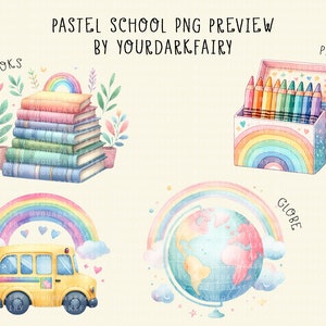 Pastel School Watercolor Clipart PNG / SVG - 85+ Back to School Image ...