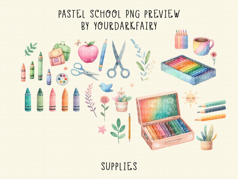 Pastel School Watercolor Clipart PNG / SVG - 85+ Back to School Image ...