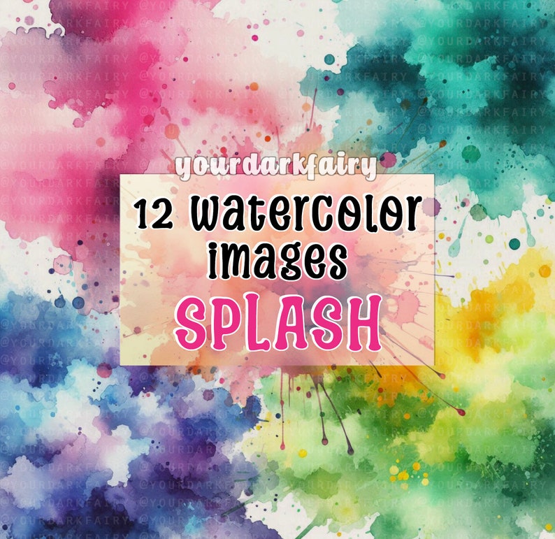 Watercolor Splash Clip Art PNG Pack - 12 Decorative Colorful Stock ...